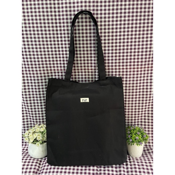 Jual TOTEBAG KANVAS HITAM POLOS | PiiP | Shopee Indonesia