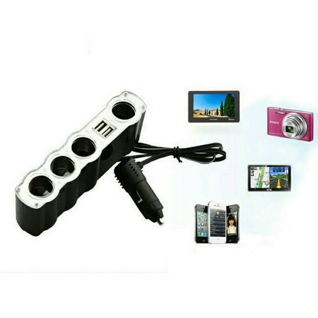 Jual charger hp untuk mobil, 4 soket + 2 usb / colokan rokok ...