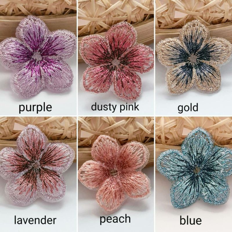 Jual bordir bunga tabur isi 3pc, bunga organza tabur, aplikasi bordir ...