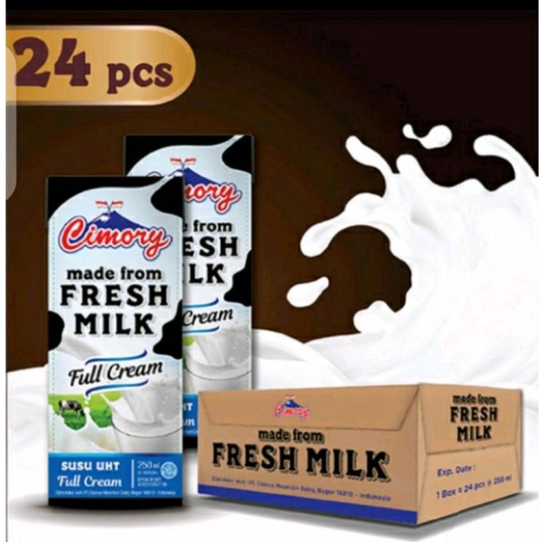 Jual Cimory Susu UHT Besar Full Cream 250ml 1 pack isi 24pcs | Shopee ...