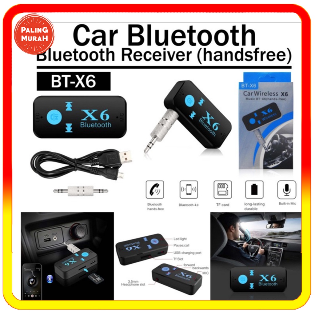 Jual CL - BLUETOOTH RECEIVER CAR X6 CK05 / BLUETOOTH AUX KIT X6 GOOD QUALITY | Shopee Indonesia