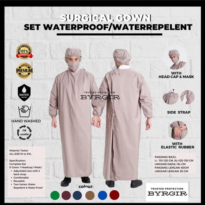 Jual BYRGIR Surgical Gown Baju Bedah Gaun Operasi Medis Set Waterproof ...