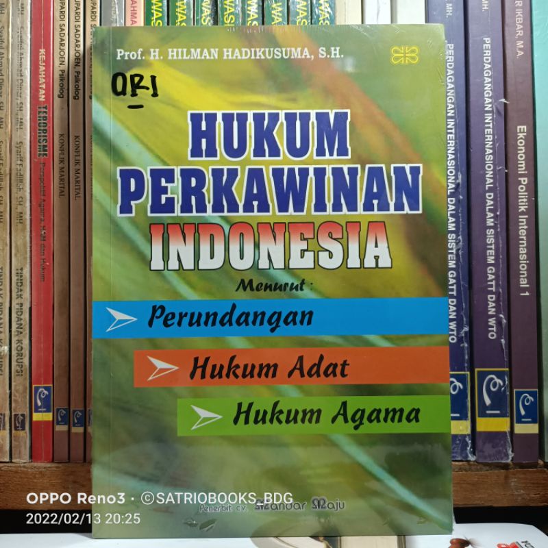 Jual Hukum Perkawinan Indonesia Menurut Perundangan Hukum Adat Hukum Agama. Prof. H. Hilman ...
