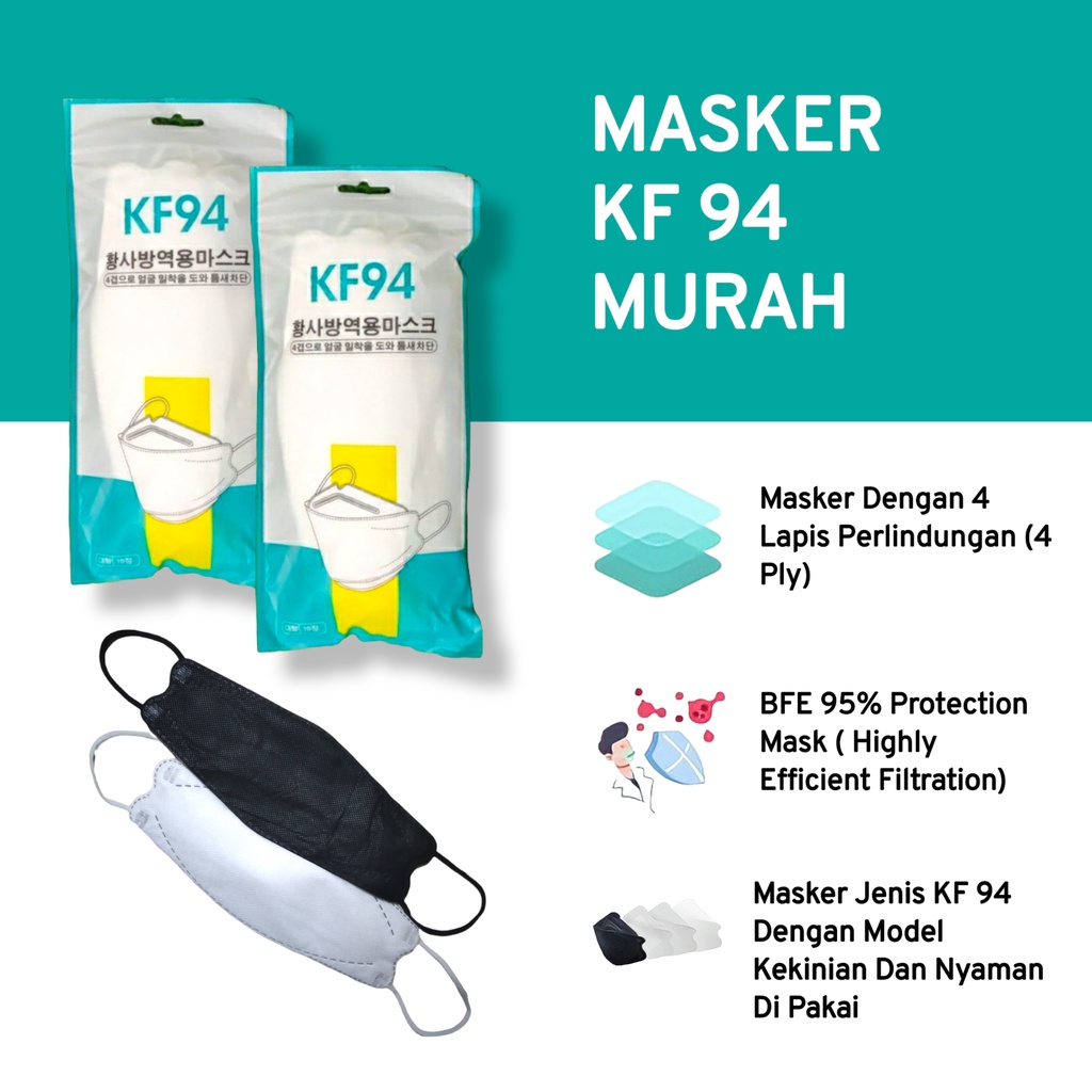 Jual Masker KF94 Warna Hitam Putih Murah Isi 10 Pcs Merk Random ...