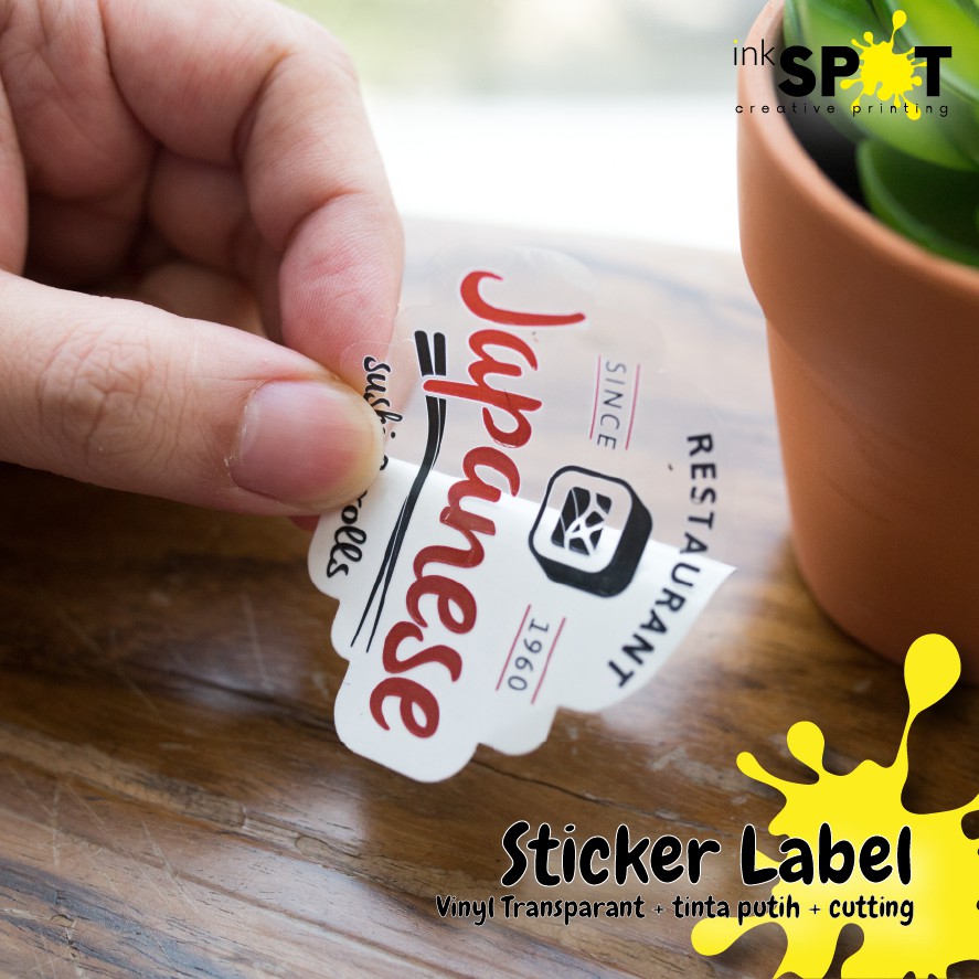 Jual Cetak Sticker Vinyl Transparan + Tinta Putih + Potong (2 x 2 cm s ...