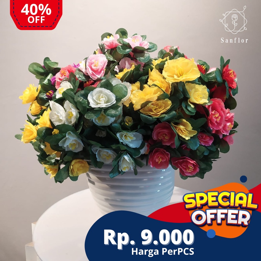 Jual Bunga Moss Rose/Krokot Mawar/Sutra Bombay Bunga palsu | Shopee ...