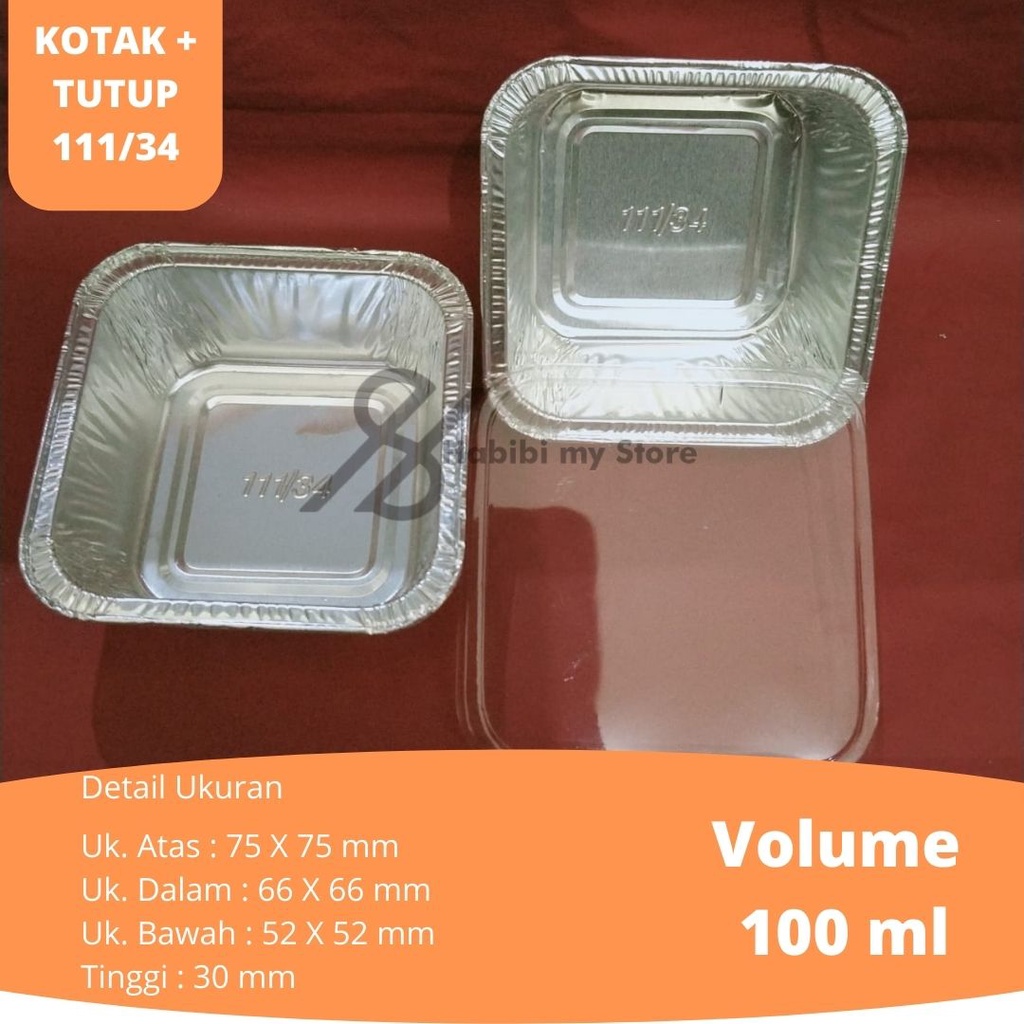 Alumunium Foil Cup OX 100 Tutup Mika Kode 111 34 Wadah Cup Aluminium Foil Kotak Kecil OX100 K95 macaroni schotel klappertart