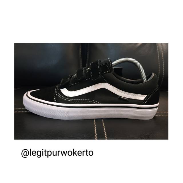Jual VANS OLD SKOOL VELCRO PRO BLACK WHITE | Shopee Indonesia