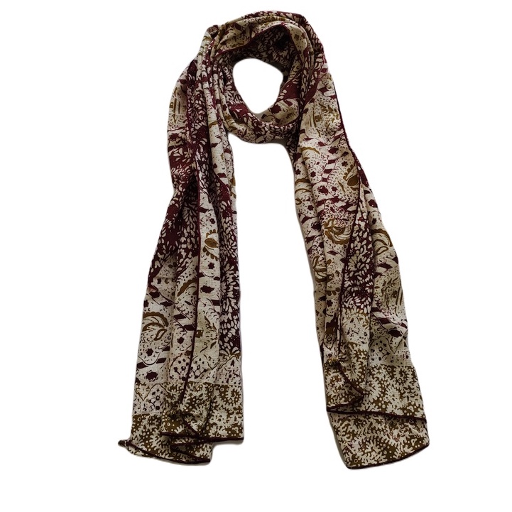 Jual Scarf Batik Pashmina Motif Scarf Leher GESYAL Viscose Viskos Maron ...