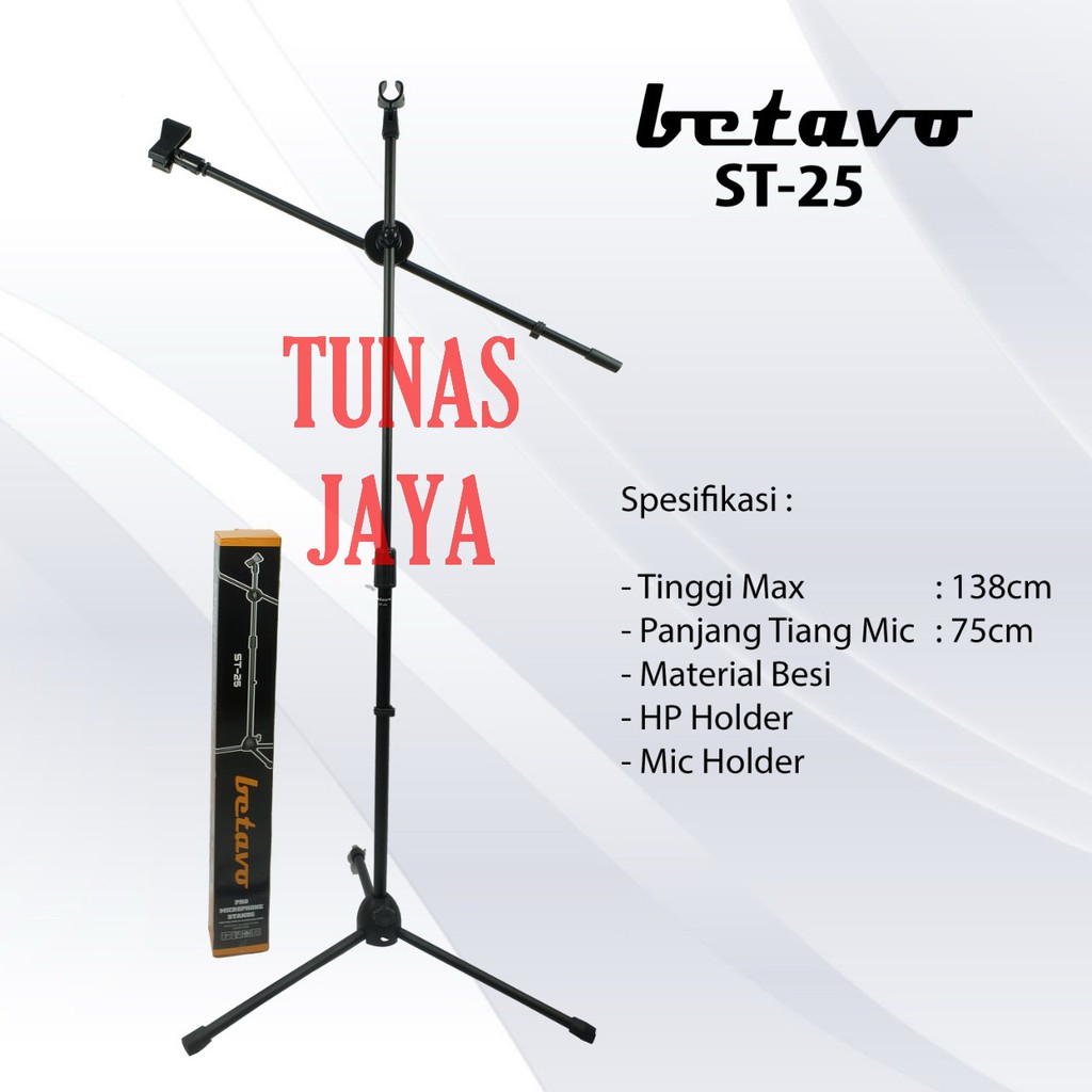 Jual STAND MIC BETAVO ST 25 PROFESIONAL STAND MICROPHONE AUDIO PRO | Shopee Indonesia