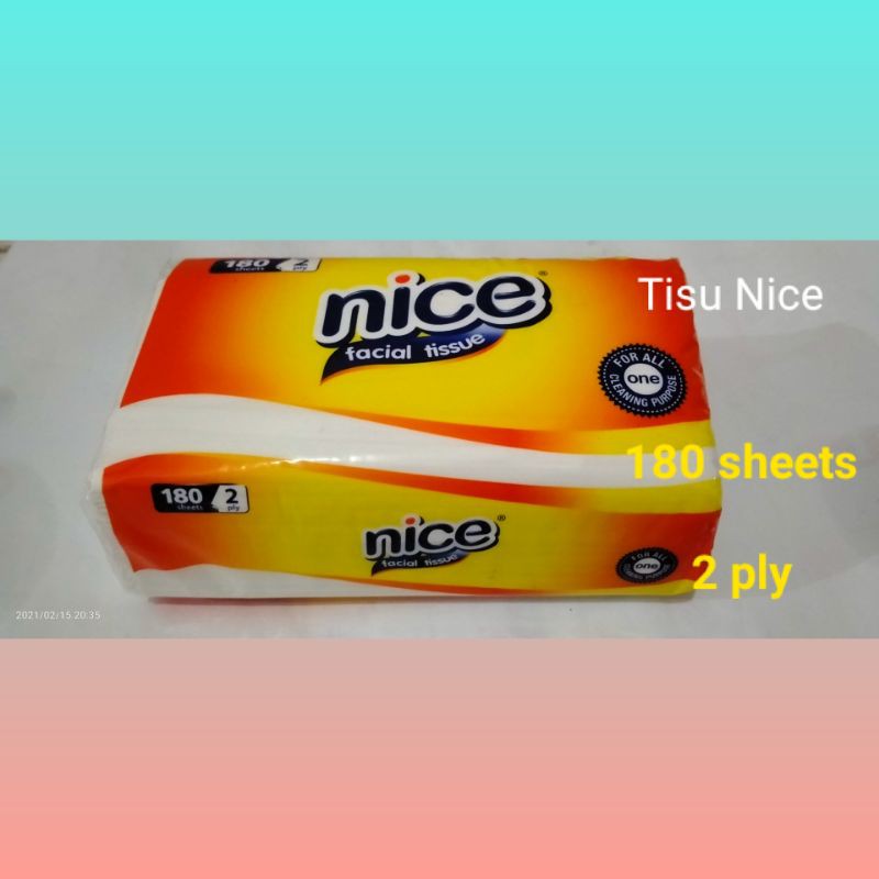 Jual tisu nice 180 sheet 2 ply tissue facial tissu makanan tisu bayi ...