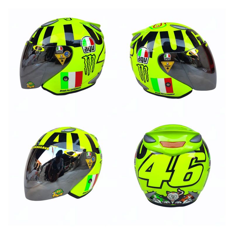 Jual HELM HALF FACE VR46 AGV MUGIALLO | Basic Centro | Visor Iridium ...