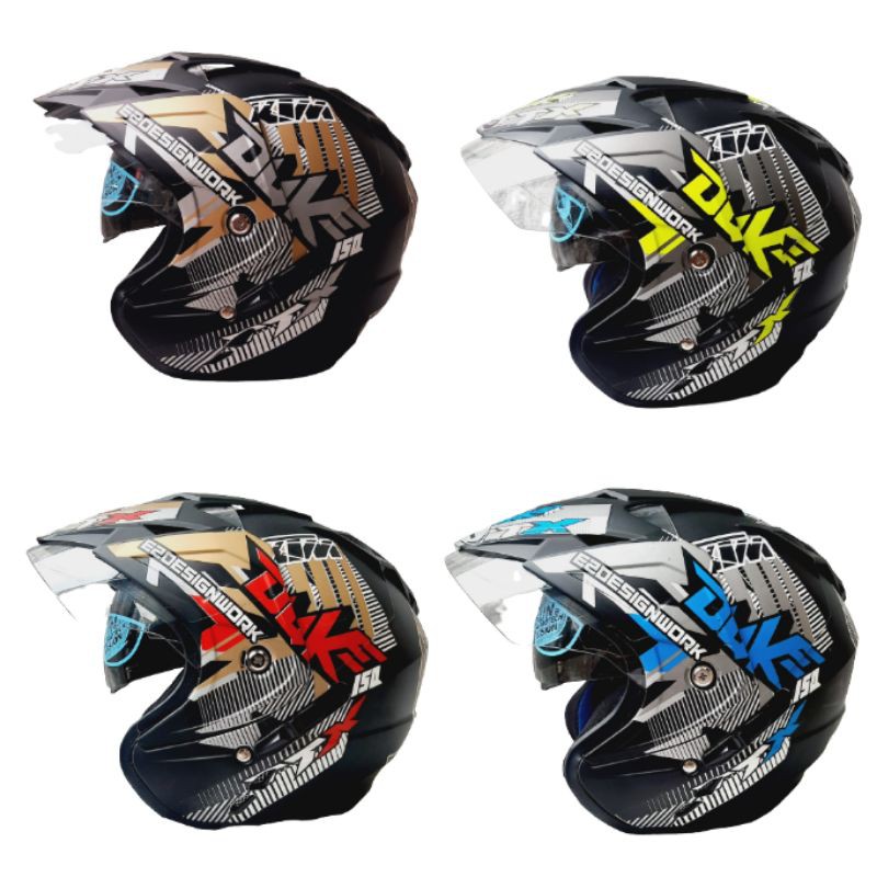 Jual Helmet Double Visor Dua Kaca Helm DUKE Kualitas | Shopee Indonesia