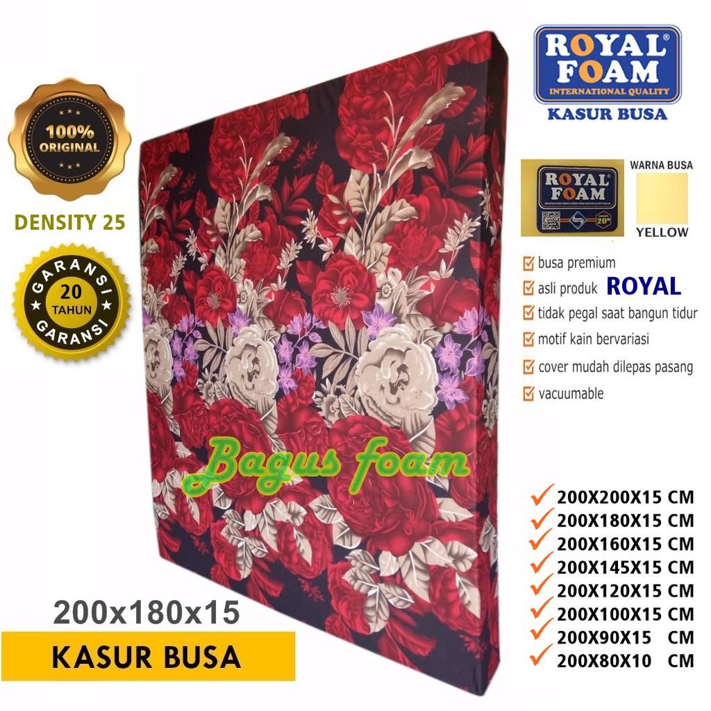 Jual ROYAL Kasur Busa Density 25 YELLOW Tebal 15 cm GARANSI BUSA 20 ...