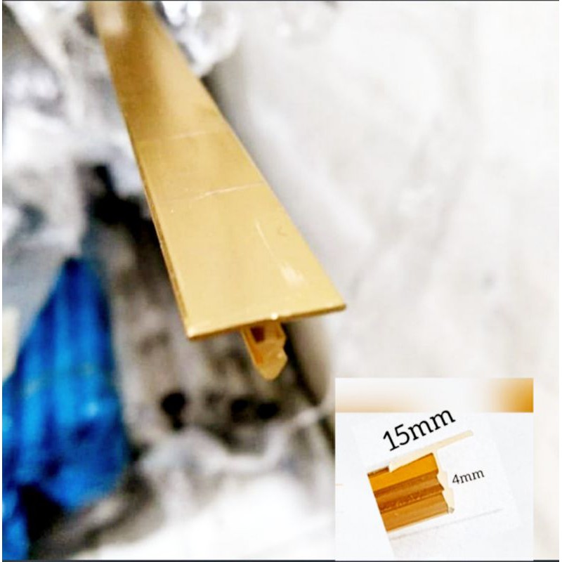 Jual List alumunium T/ list penutup celah ( GOLD ) 15MM | Shopee Indonesia