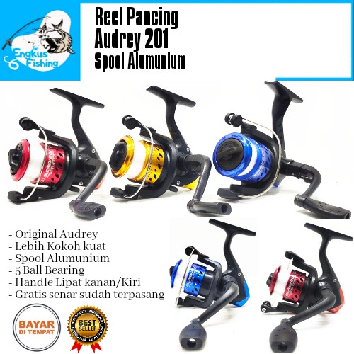 Jual Reel Pancing Audrey Spool Alumunium Besi (Bonus Senar) 5 Bearing ...