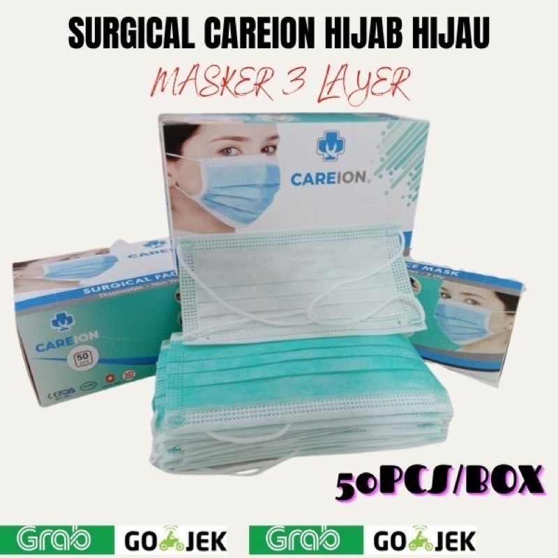 Jual MASKER HIJAB 3PLY SURGICAL C CARE 1BOX 50PCS RESMI IZIN | Shopee ...