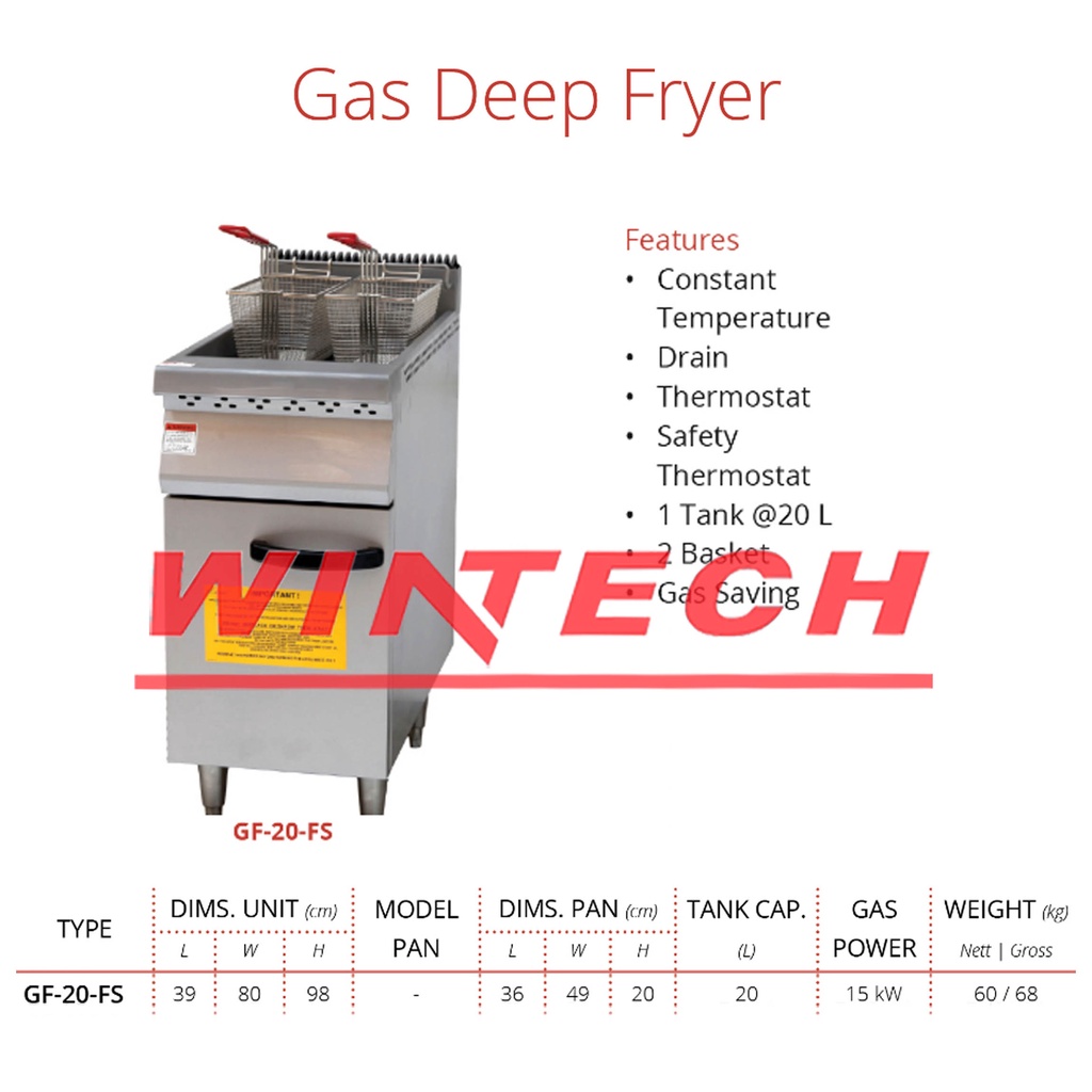Jual Getra GF-20-FS Penggorengan Free Standing Gas Deep Fryer With ...