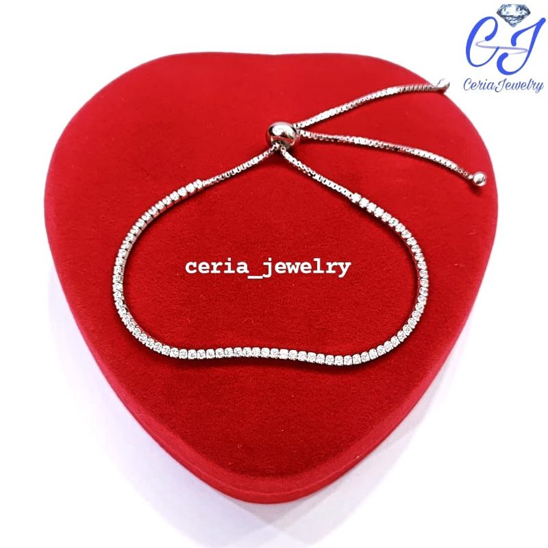 Jual Gelang Perak Asli Silver Wanita 925 Lapis Emas Putih Gelang Serut ...