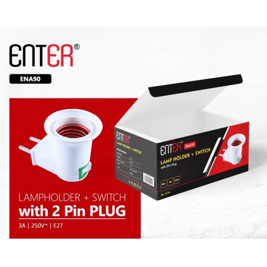 Jual Fitting Colok+Switch E27/Fitting Colokan Lampu Tidur ENTER ENA90 ...