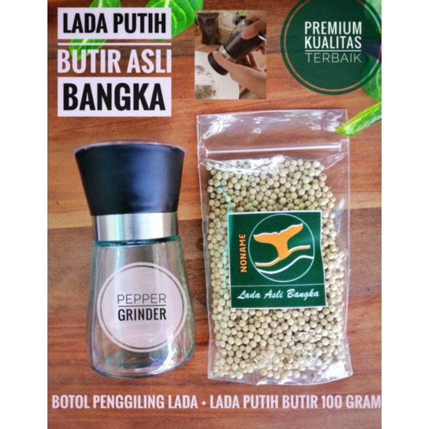 Jual Lada Putih Butir Asli Bangka + Botol Penggiling (Pepper Grinder ...