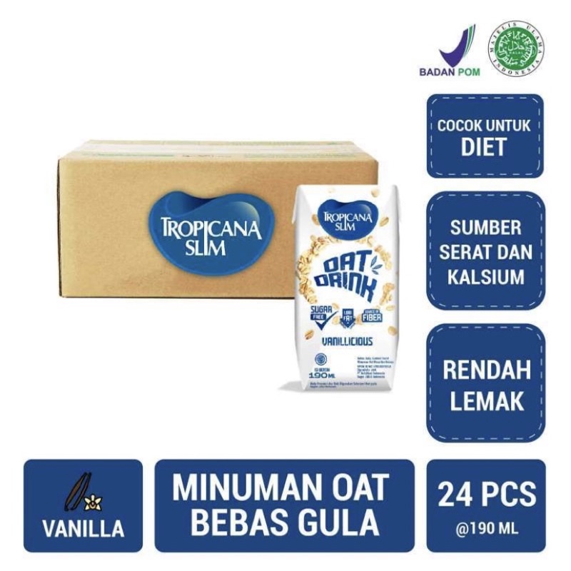 Jual Tropicana Slim Oat Drink Vanila & Melon 190 ml x 24 pcs | Shopee Indonesia