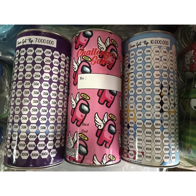 Jual L Hadiah Souvenir Celengan Kaleng Tabung Target Coin Viral Anak ...