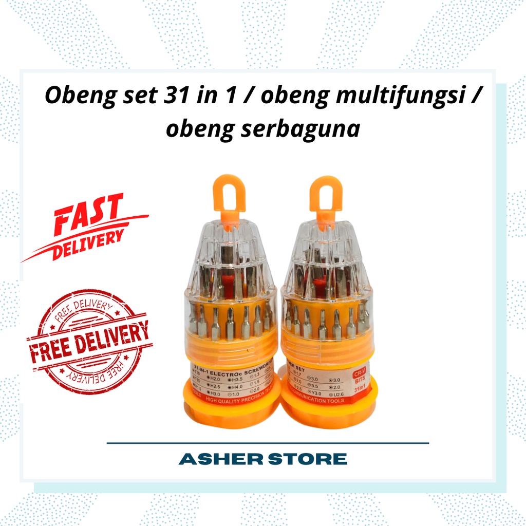 Jual Obeng set 31 in 1 / obeng multifungsi / obeng serbaguna | Shopee ...