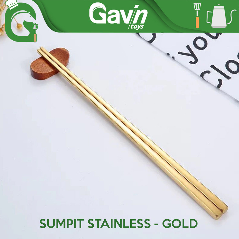 Jual Sumpit Makan Stainless Gold Korean Chopstick Sumpit Hotel Korea ...