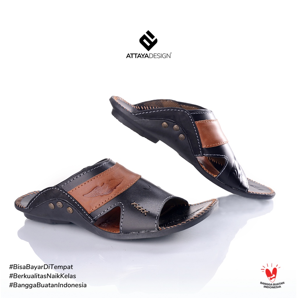 Jual Attaya Design Sandal Pria Kulit Asli 100% Original Slide Slop ...