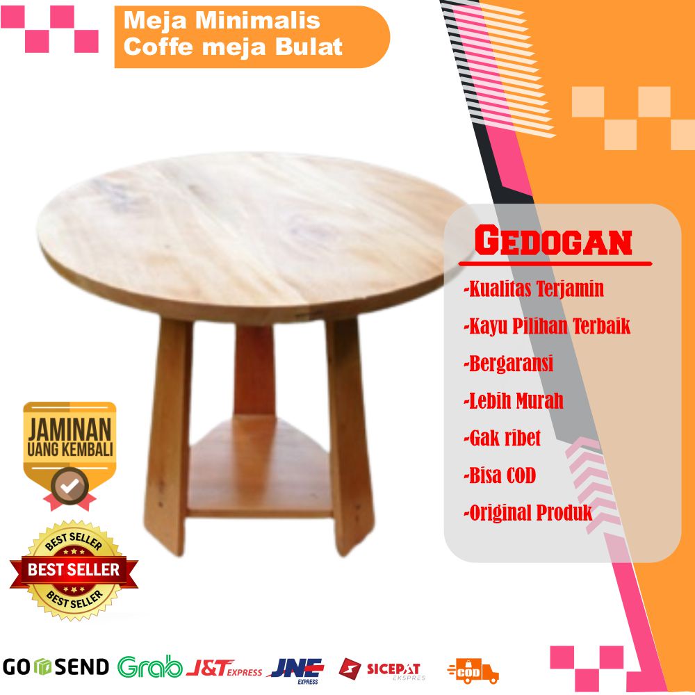 Jual Meja Minimalis Coffe meja Bulat Rustic wood side table meja sudut ...