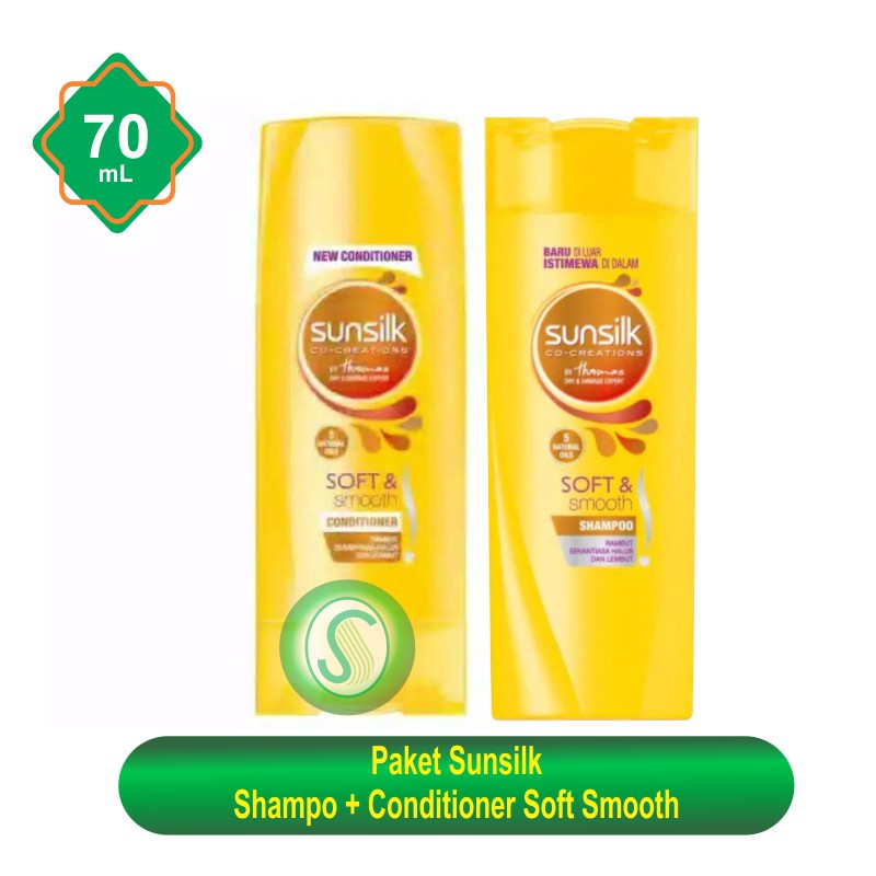Jual PAKET SUNSILK Soft Smooth (kuning) Shampoo + Conditioner 70 mL ...