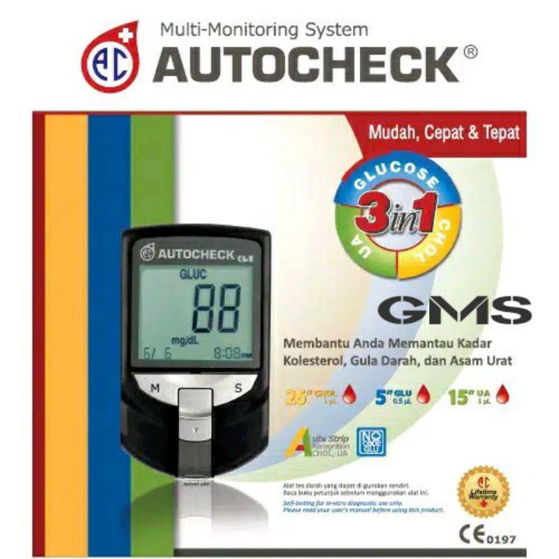 Jual Alat Cek GCU Autochek 3 in 1 / Alat cek Gula darah Asam Urat dan ...