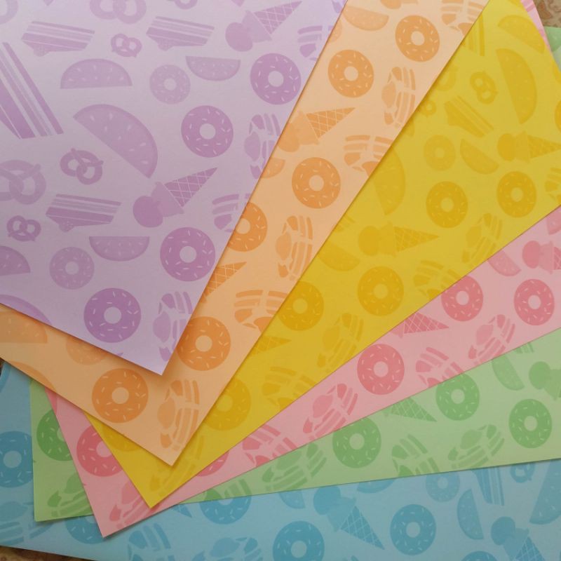 Jual Kertas fancy printing motif warna warni pastel isi 12 lembar ...