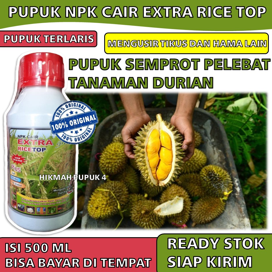 Jual PUPUK NPK CAIR EXTRA RICETOP 500 ML Pupuk Semprot Pelebat Tanaman Durian - Pupuk Perangsang ...