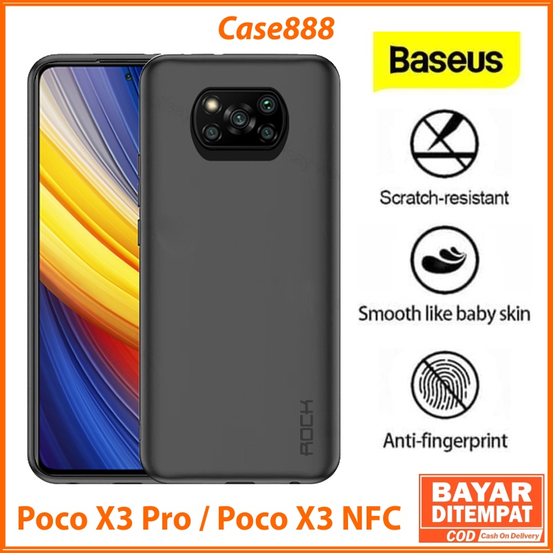 Jual Casing ROCK Black Case Xiaomi Poco X3 Pro / Poco X3 NFC Shockproof TPU Hybrid Soft Matte ...