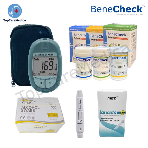 Jual Paket Lengkap Benecheck Prime (Alat+Strips+Lancet+AlkoholSwab ...