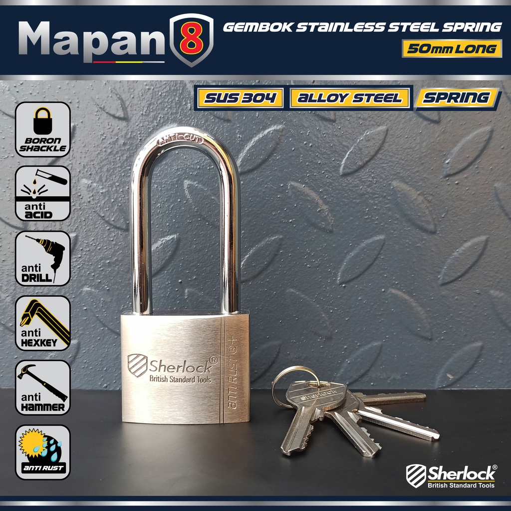 Jual SHERLOCK Gembok SPRING (per) 50 mm panjang - STAINLESS 304 ANTI ...