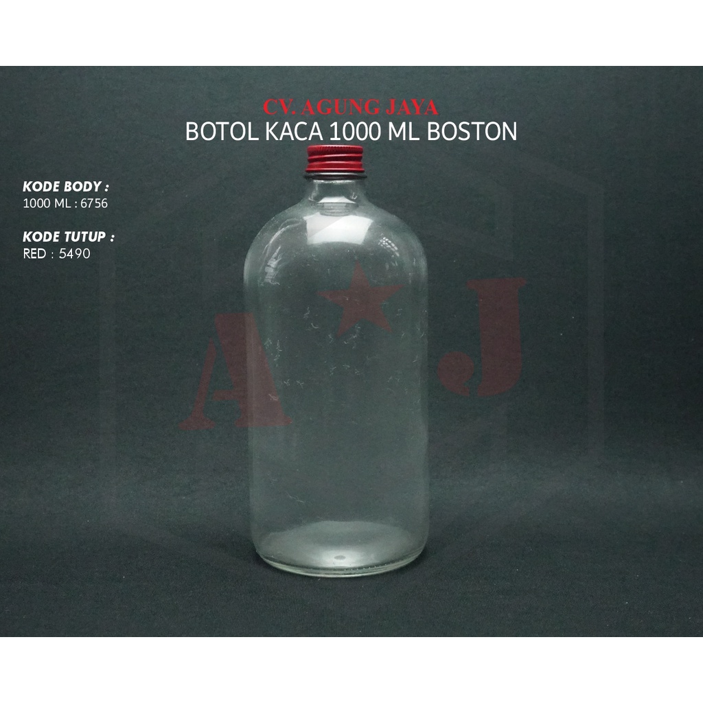 Jual Botol Kaca 1000 ml Boston Alumunium | Shopee Indonesia