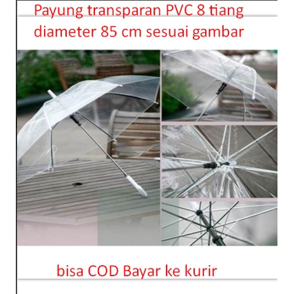 Jual Payung transparan PVC 8 tiang diameter 85 cm sesui gambar | Shopee ...