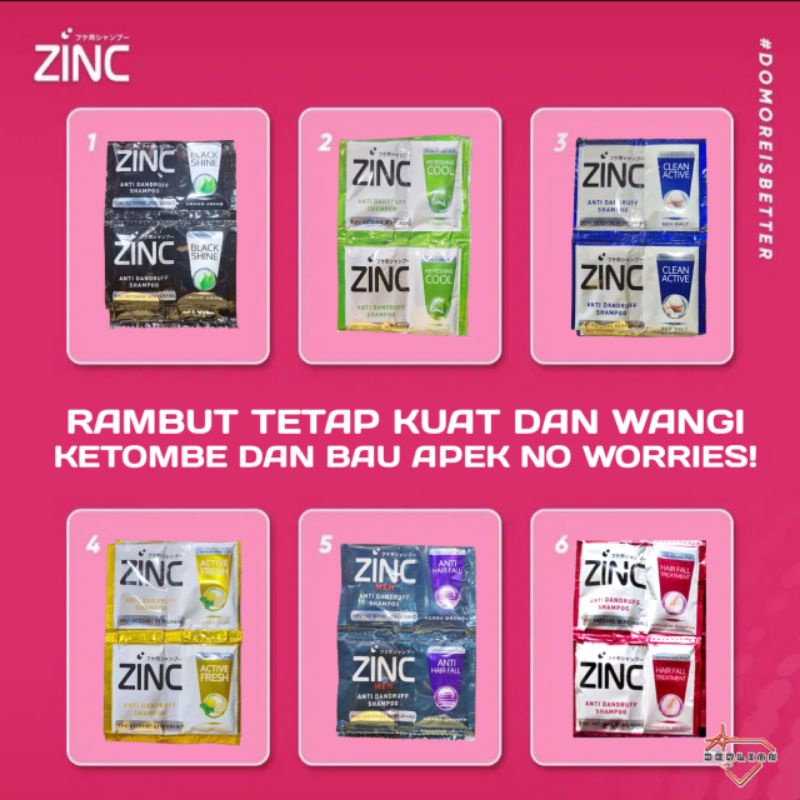 Jual SHAMPOO ZINC SACHET 10 ML 1 RENTENG 12 SACHET 24 PCS - ALL VARIAN ...