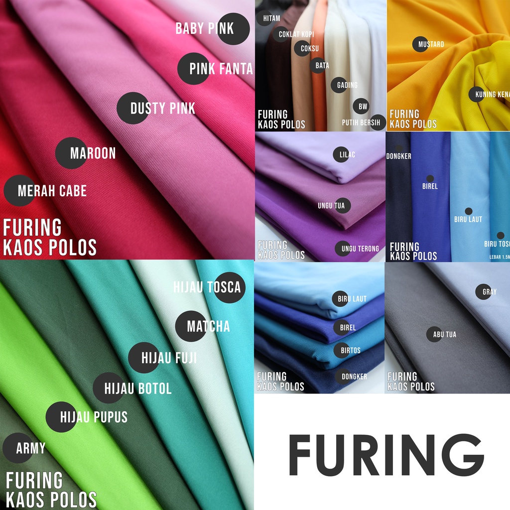 Jual KAIN FURING KAOS POLOS PREMIUM / GRADE A (per 0,5m) bahan dalaman ...