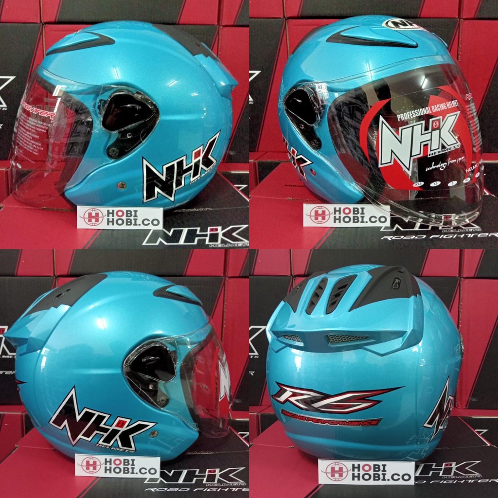 Jual Helm NHK halfface NHK R6 Solid Ice Blue R Six Polos Biru Muda ...