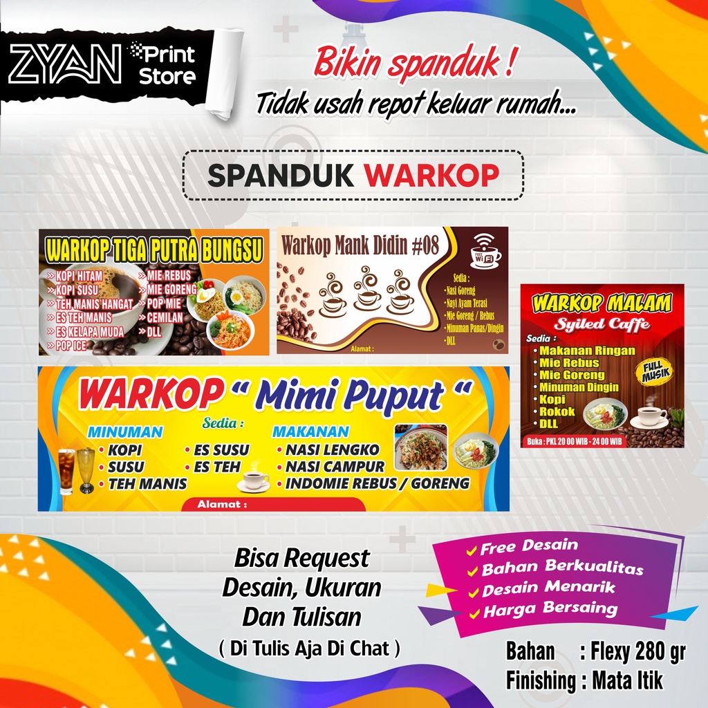 Jual SPANDUK BANNER WARKOP / WARUNG KOPI | Shopee Indonesia