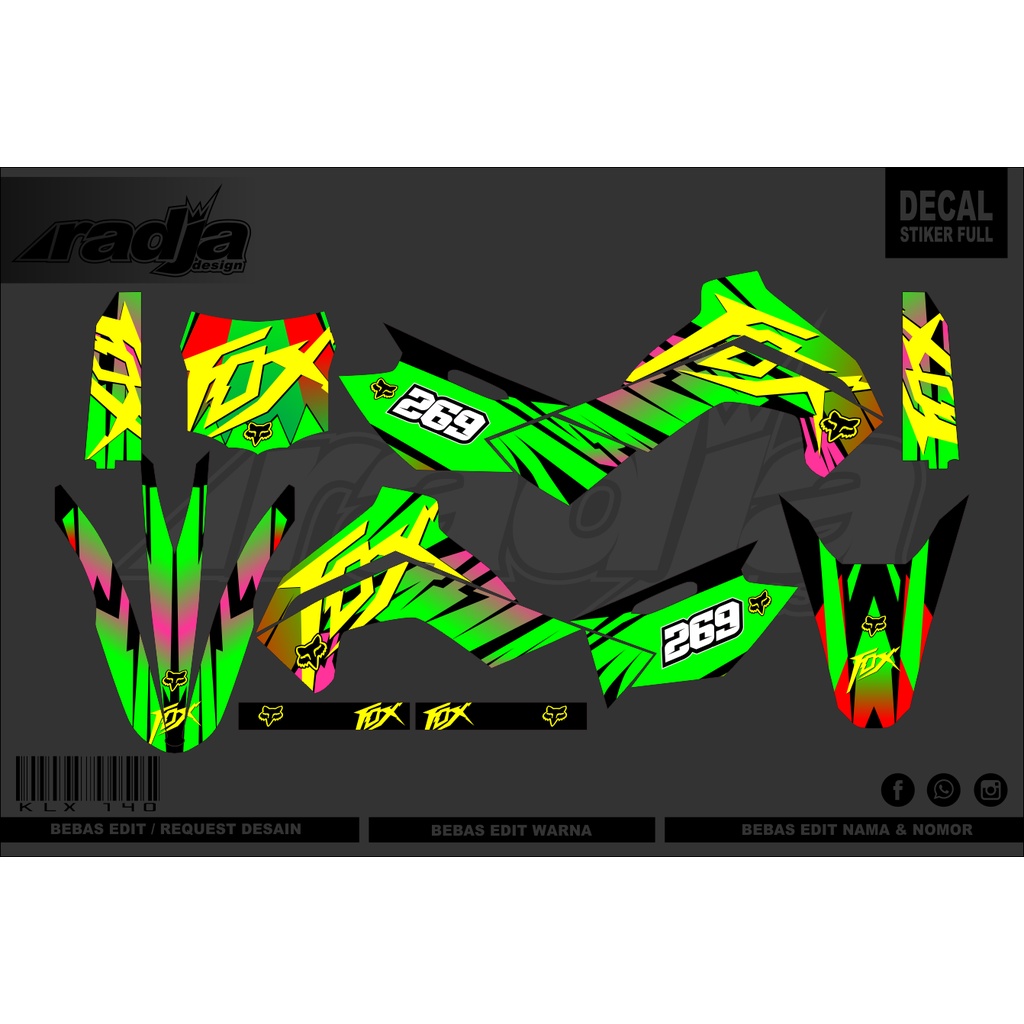 Jual DECAL STICKER KLX 140 (003) DEKAL STIKER FULLBODY R L F G MERAH ...