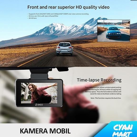 Jual Kamera Mobil Depan Belakang Smart 360 Dash Cam 2K Fhd Google Maps ...