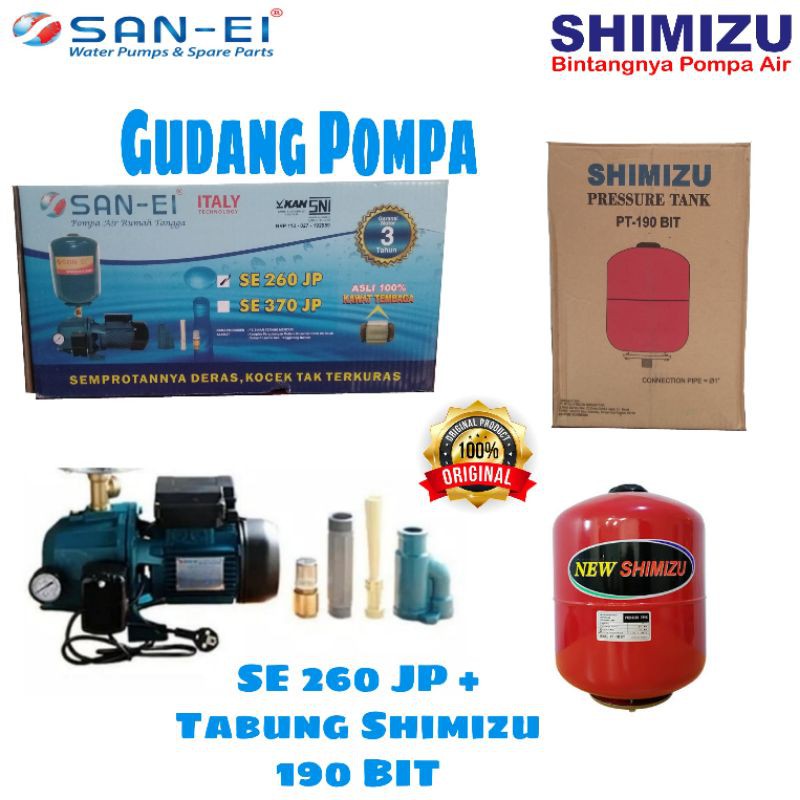 Jual Pompa Air Listrik Otomatis Sumur dalam Jet Pump SANEI SE-260 JP Komplit dengan Tabung ...