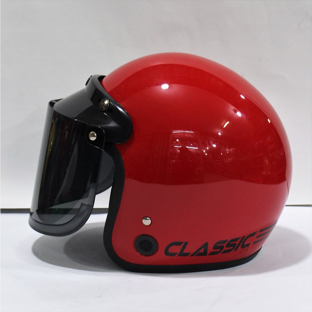 Jual HELM BOGO CLASSIK GARIS TIGA KACA DATAR HELM BOGO DEWASA PRIA DAN ...