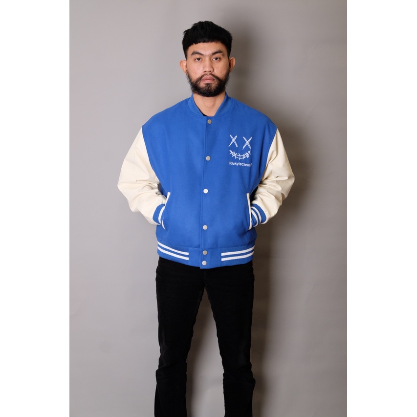 Jual RICKY IS CLOWN DECON RIPPED BLUE VARSITY JACKET | Shopee Indonesia