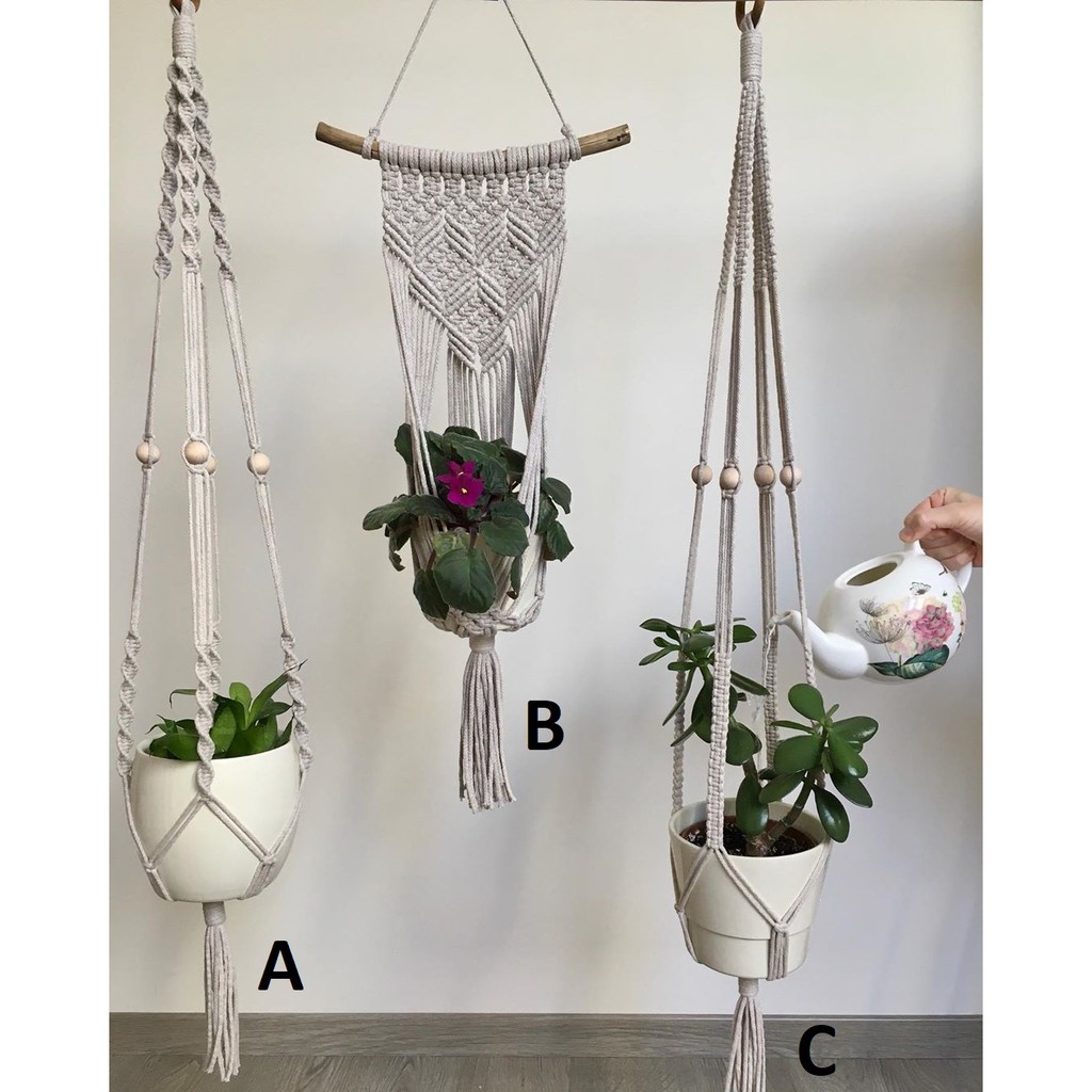 Jual HIASAN DINDING HIASAN MACRAME Macrame plant hanger/makrame pot ...